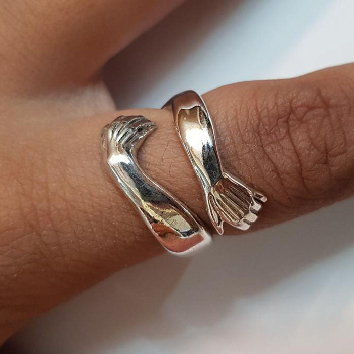 S925 Silver Love Hug Ring for Men & Women/ Adjustable Couple Ring