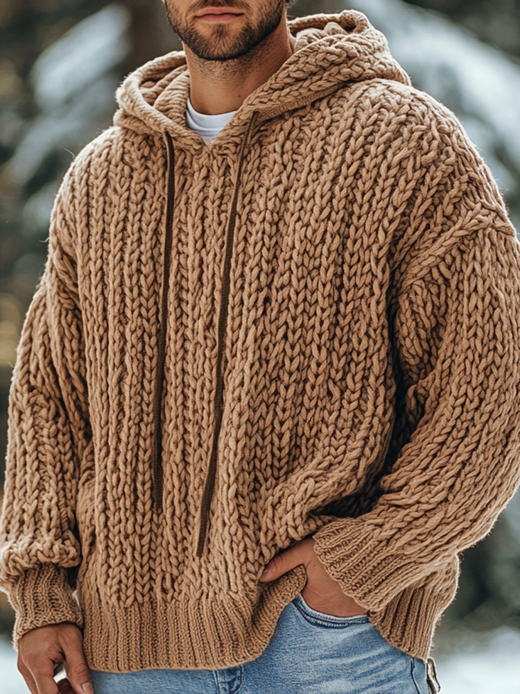 Men's Vingate Wool Blend Thick Needle Hooded Sweater