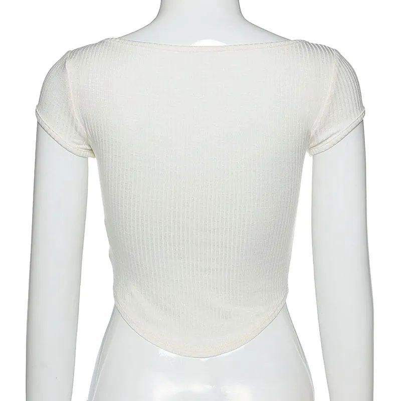 WHITE U-NECK CROP TOP