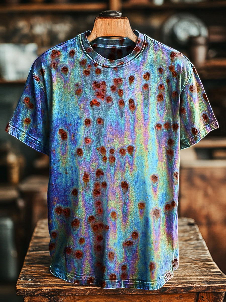 Unisex Vintage Aged Rust Art Print Casual Loose T-Shirt