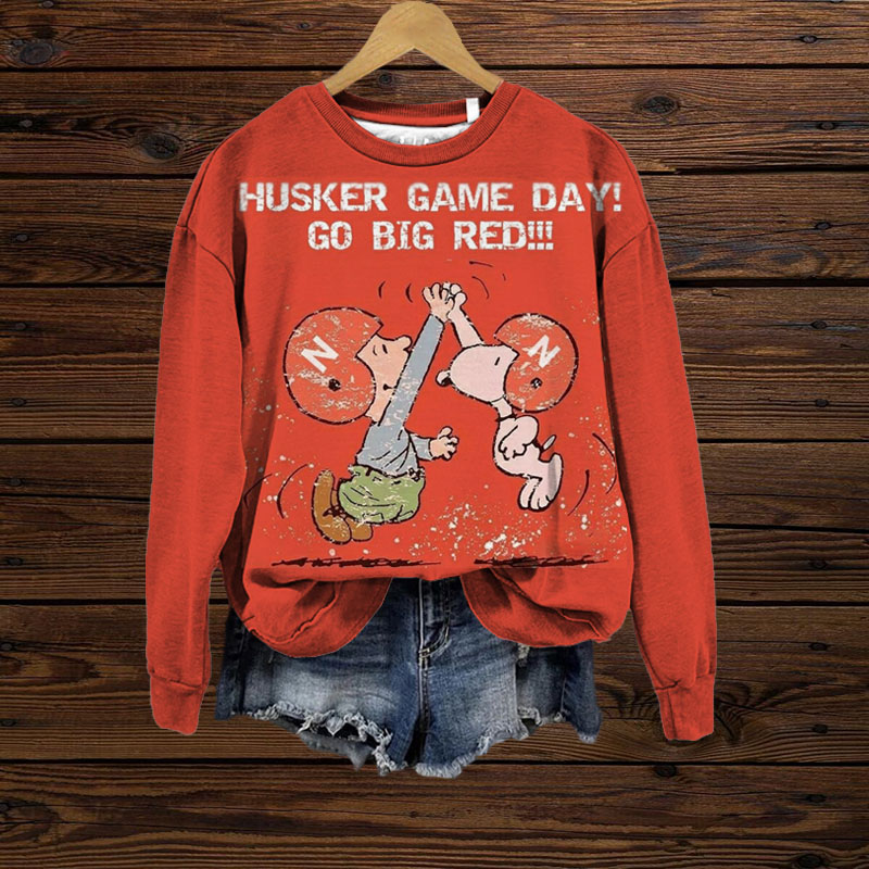 Retro Go Big Red Gameday Print Sweatshirt