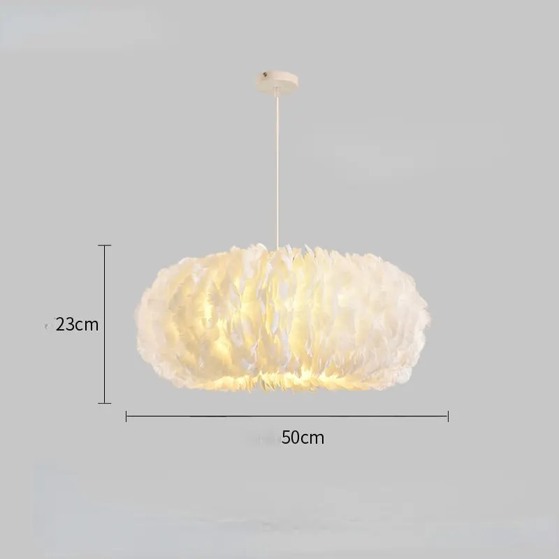 Arturest White Fluffy Feather Pendant Light Lampshade For Bedroom