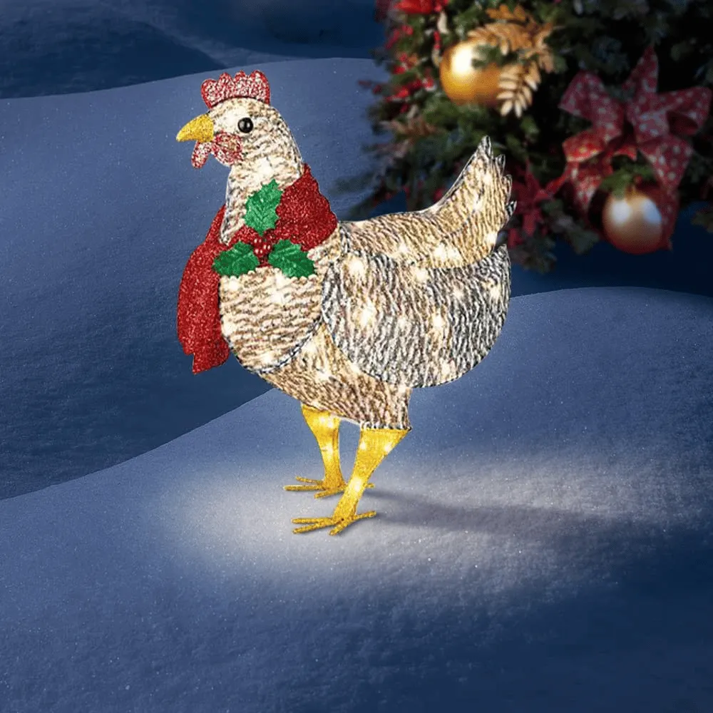 🐓Light-Up Chicken with Scarf Holiday Decoration