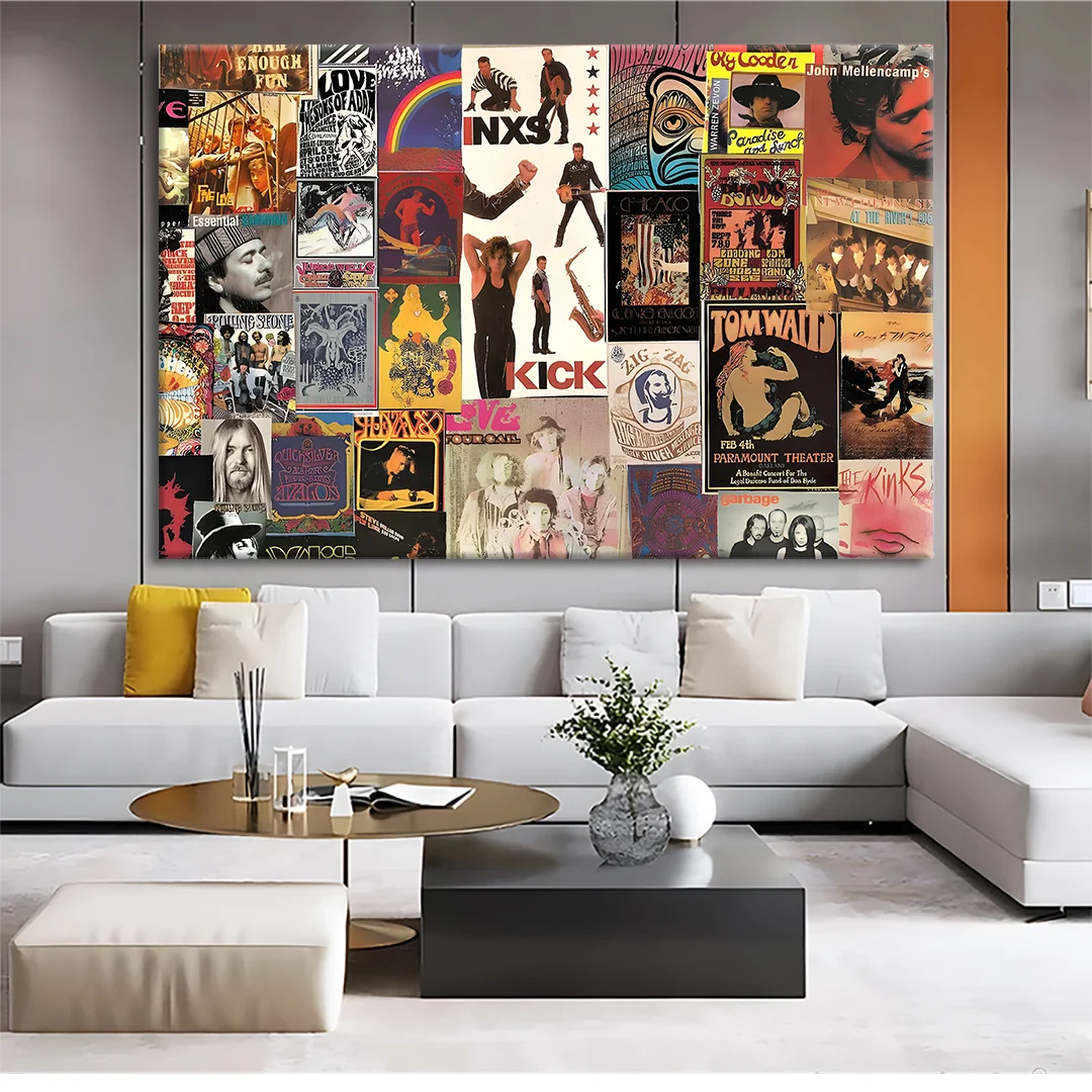 Classic Rock Collage Featuring INXS Canvas Wall Art