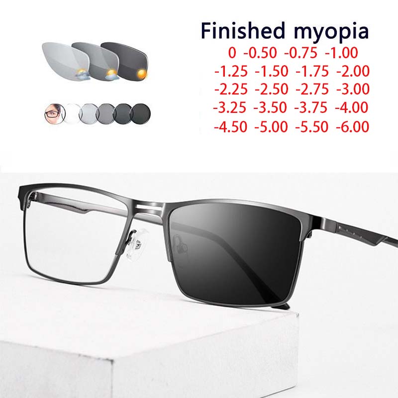 Men Square Myopia Prescription Eyeglasses Metal Frames ...