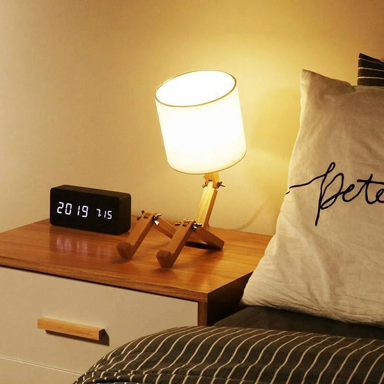Creative Wooden Robot Table Lamp