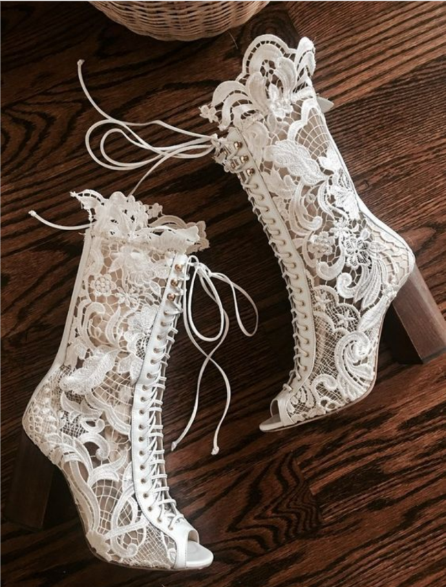 White Strappy Chunky Heel Ankle Booties Vdcoo