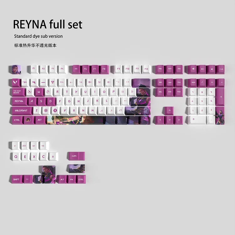 Reyna keycaps VALORANT full set cherry Profile Transparent Side Print ...
