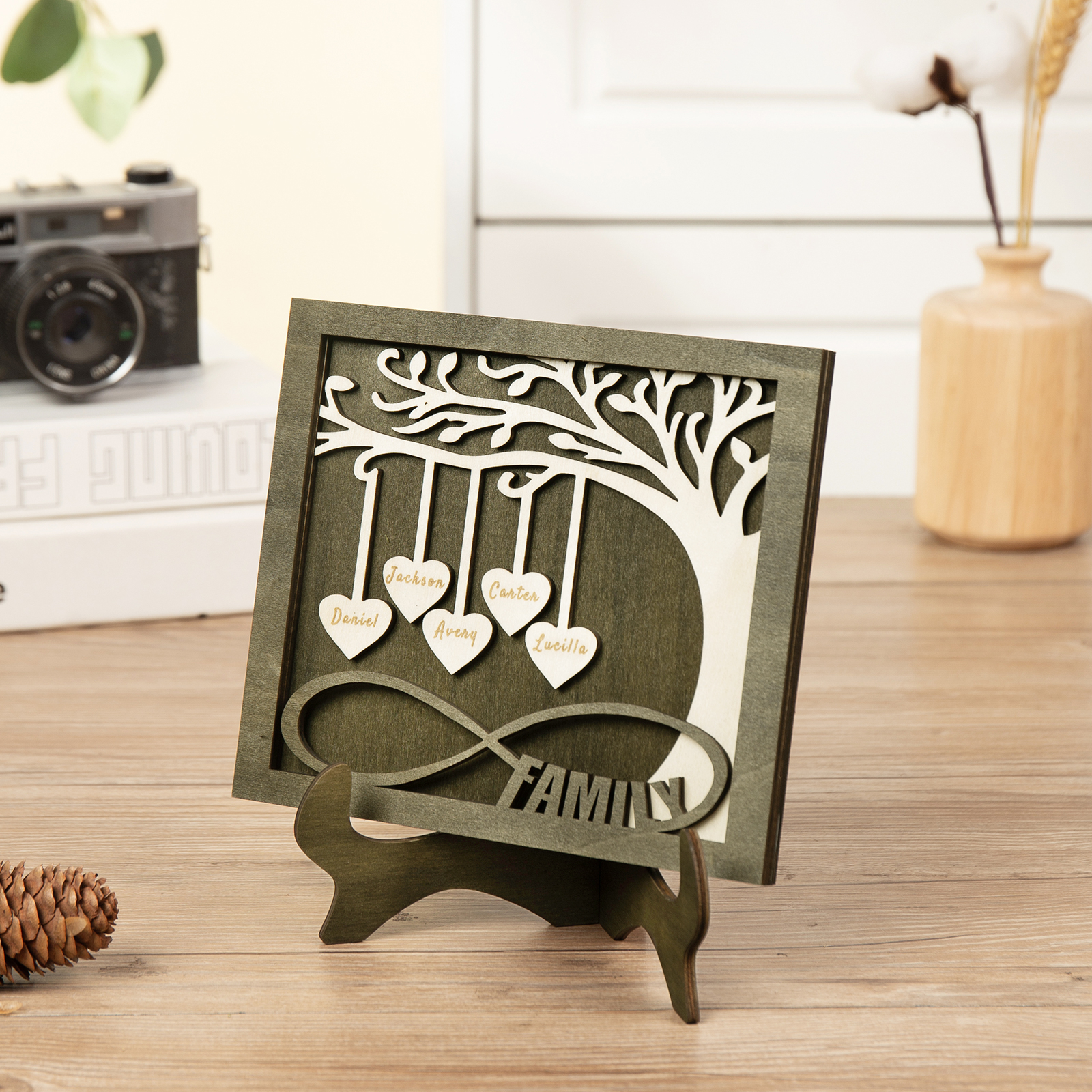 Family Tree Wood Frame Personalized Family Tree Sign Custom 5 Names ...