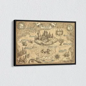 Hogwarts Map Canvas Poster, Wizarding World Map Canvas, Famous Movie ...