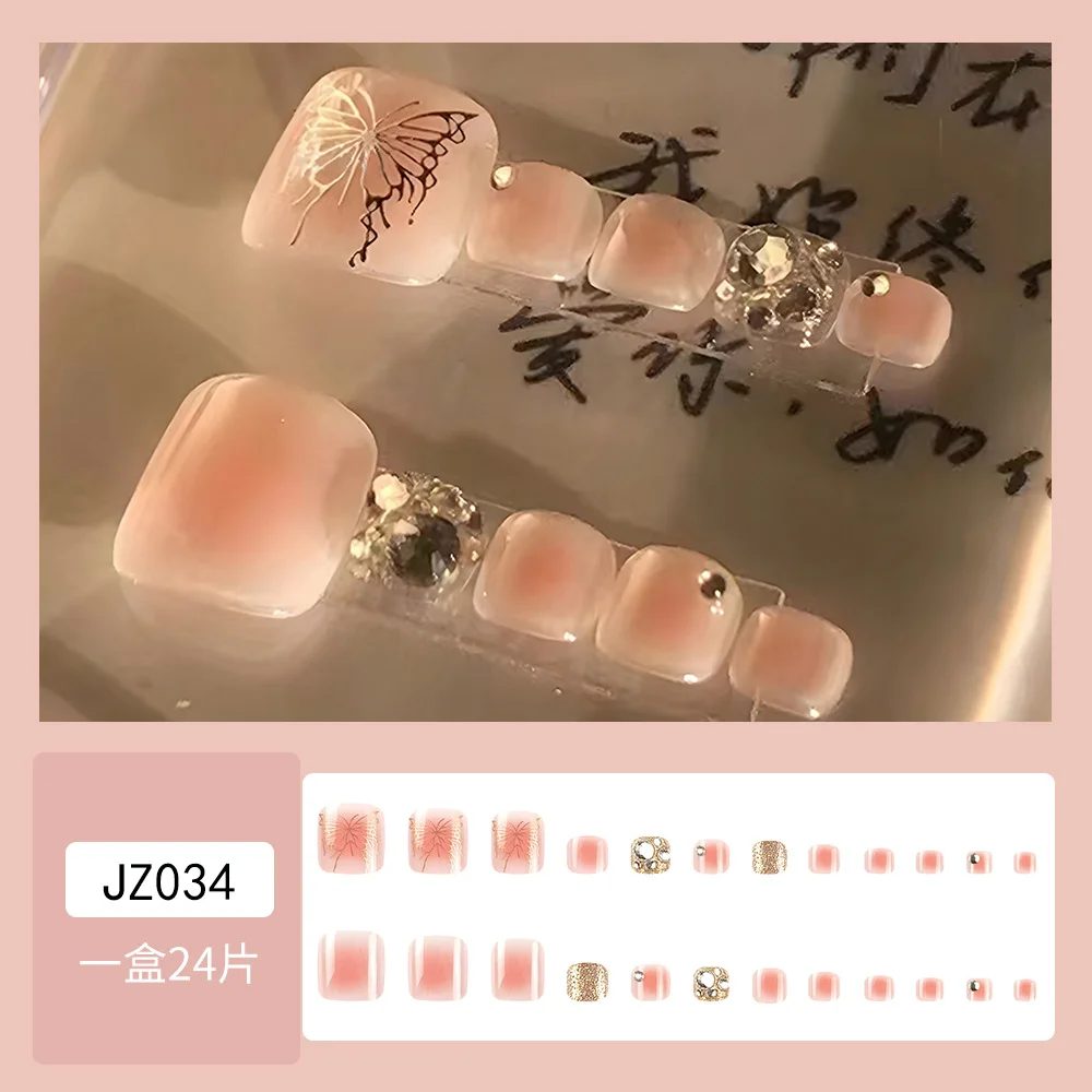 Churchf Churchf Peach Butterfly Rhinestone Toenail Wearing Armour Blush ...