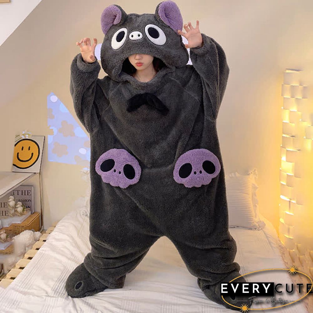 Funny Cartoon Bat Plush Hooded Jumpsuit Pajamas