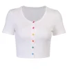 COLOUR BUTTON CROP TOP