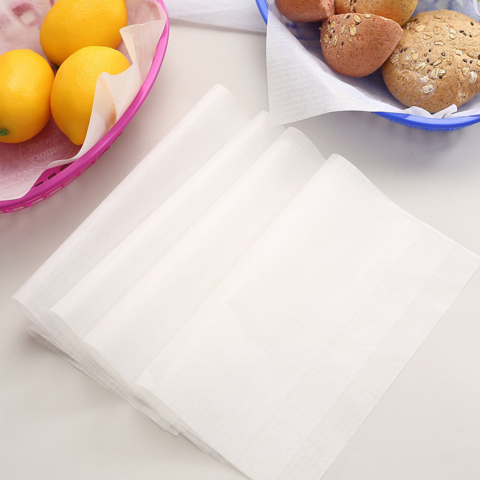 50 Pack | 9"x10" White Pre-Cut Rectangle Wax Paper Food Basket Liners ...