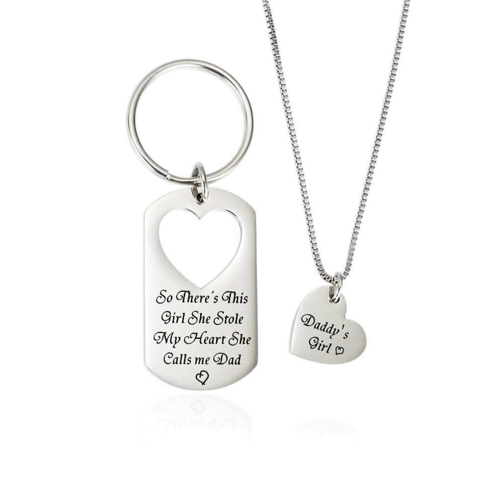 Father and daughter Jewelry | Key Chain and Necklace Set