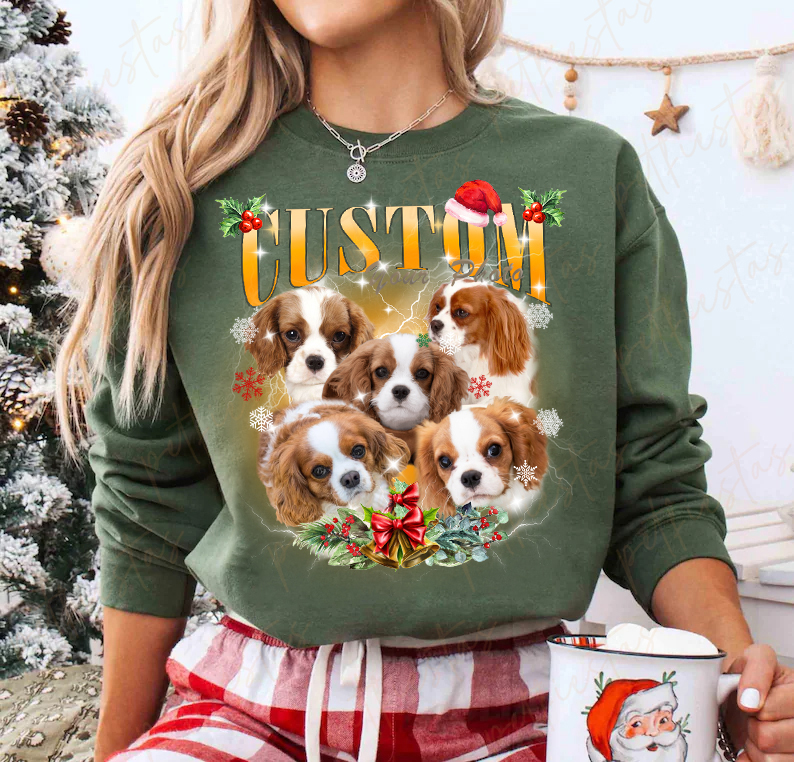 Christmas Custom Bootleg Rap Tee, Custom Christmas Dog Cat T-shirt 90s ...