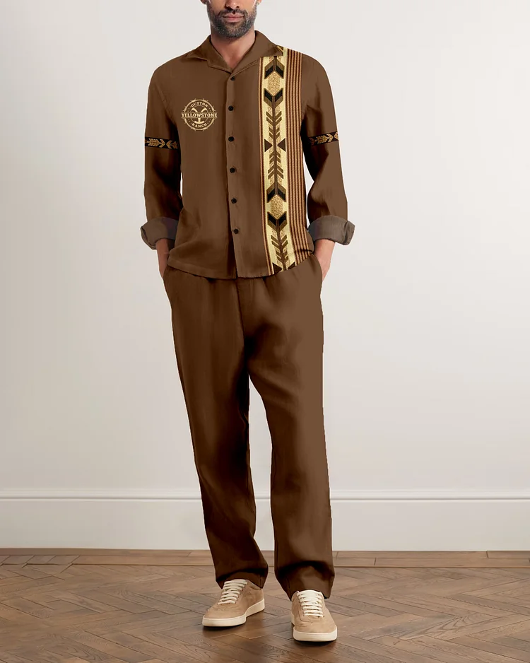 Men's Southwestern Style Long Sleeve Walking Suits-0047