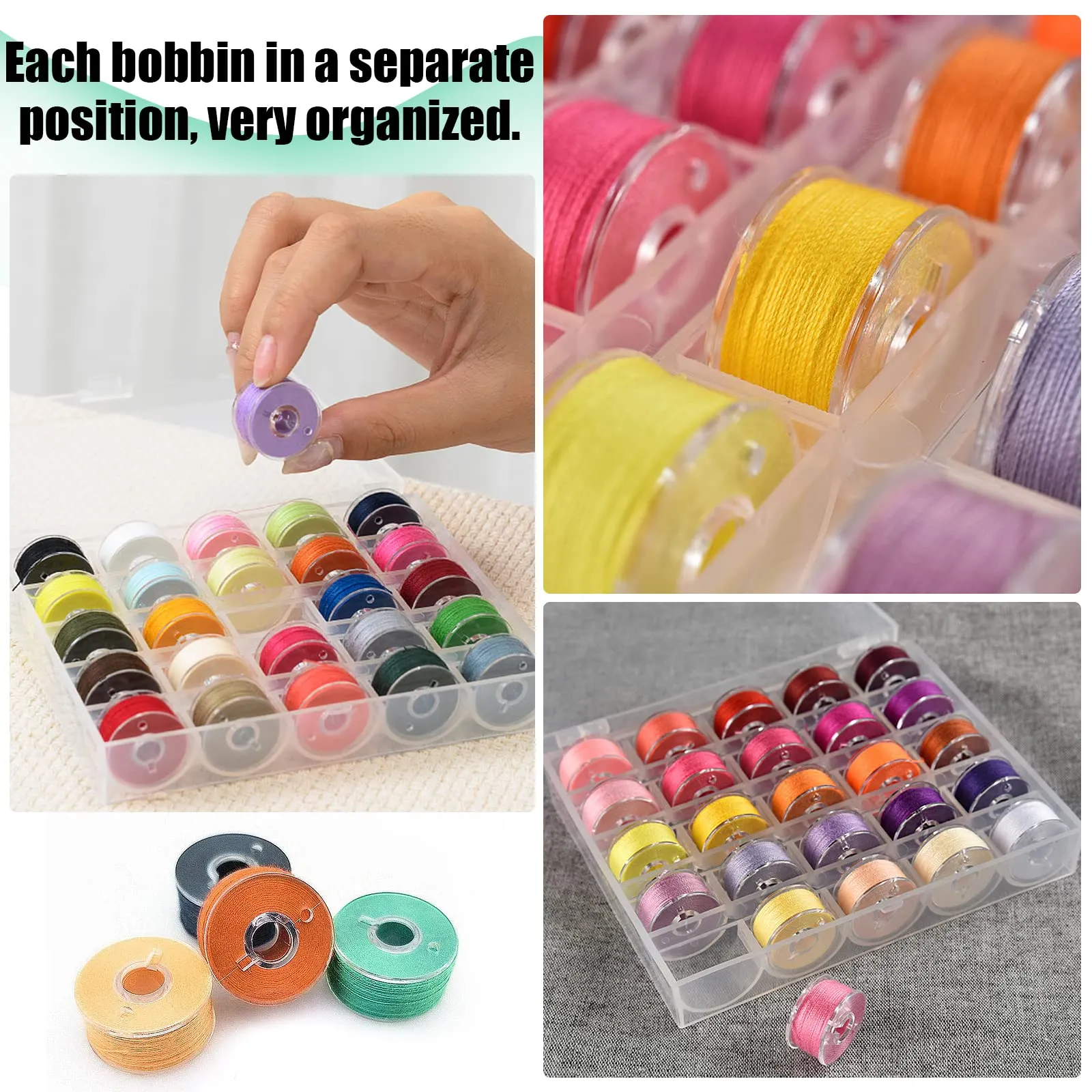 50 PCS Bobbins for Sewing Machine with Bobbin Case