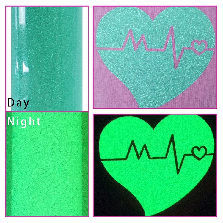 Glitter luminous Heat Transfer vinyl Glow in dark