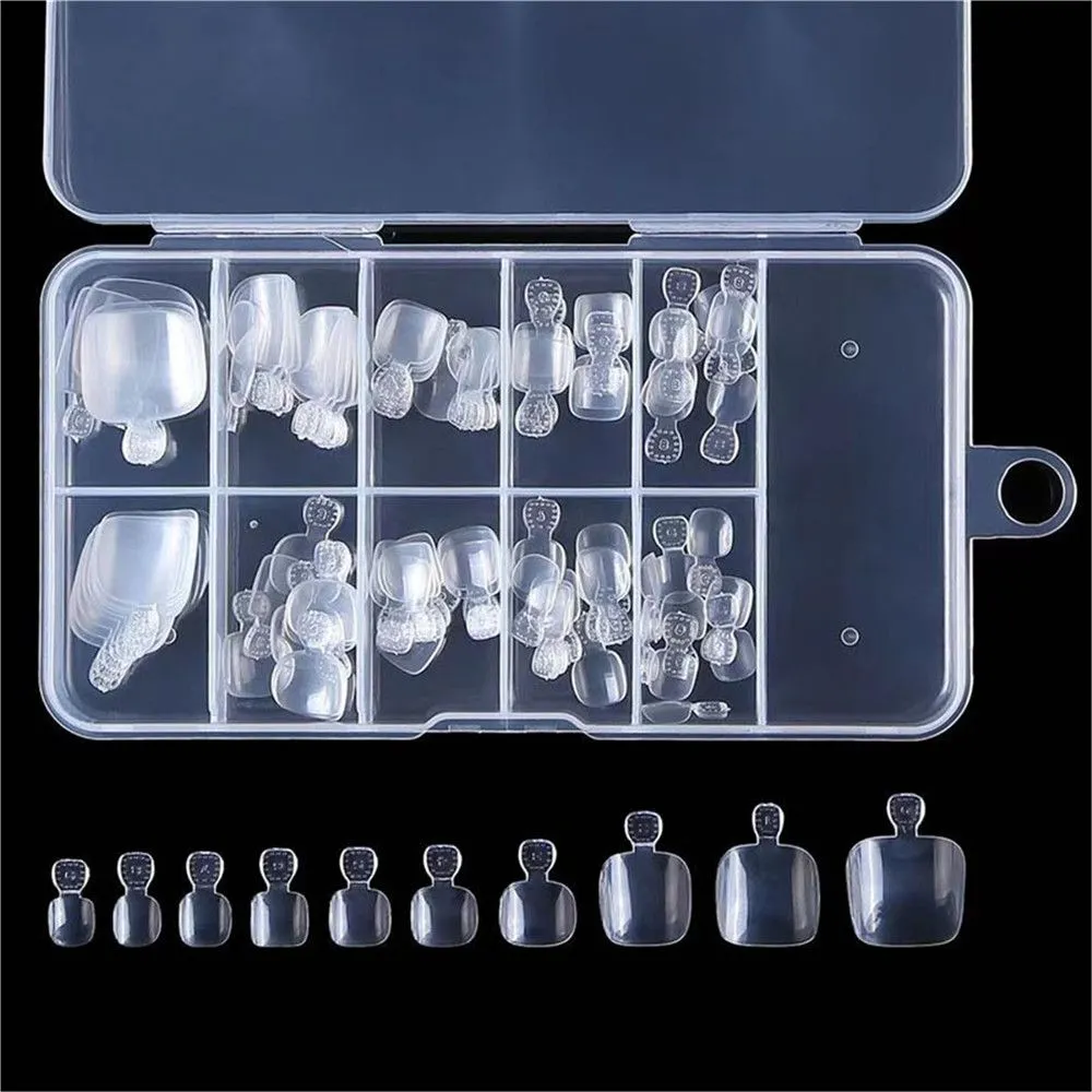 Churchf Toe Nails Full Cover False Square Nail Tips Clear/ White Fake ...