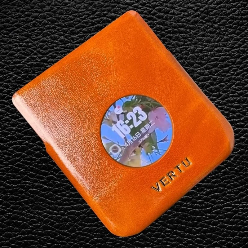 VERTU Ironflip Oiled Orange Calf Leather Pocket Folded Phone Case