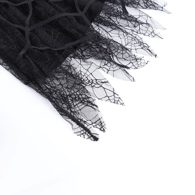 GOTHIC SPIDER WEB FRINGE MINI SKIRT