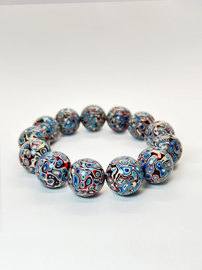 Natural Lacquer Bead Bracelet (each 18mm/0.71in diameter) with Opal ...