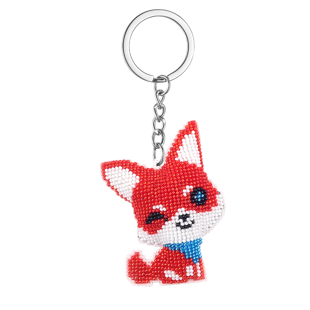 Red Fox - Bead Embroidery - DIY Keychain