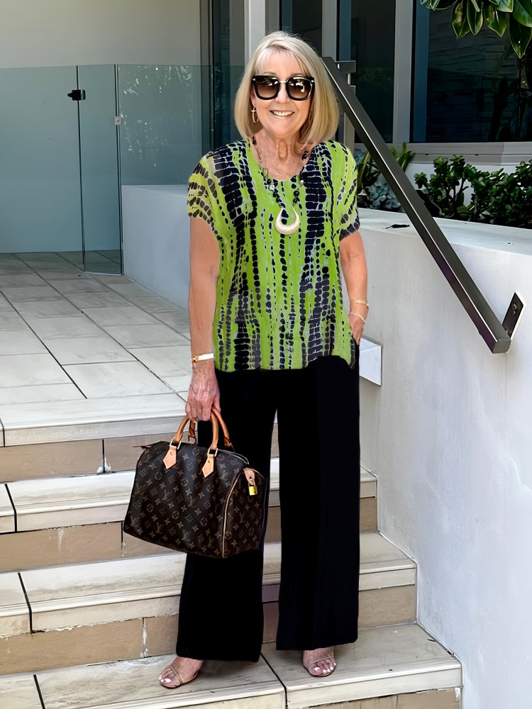 Printed Two-Piece Pantsuit | For Senior Ladies & Mature Women Over 40 ...