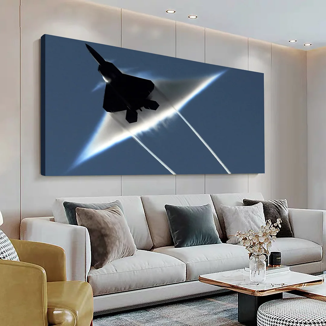 F-22 Raptor Angel Wings Canvas Wall Art