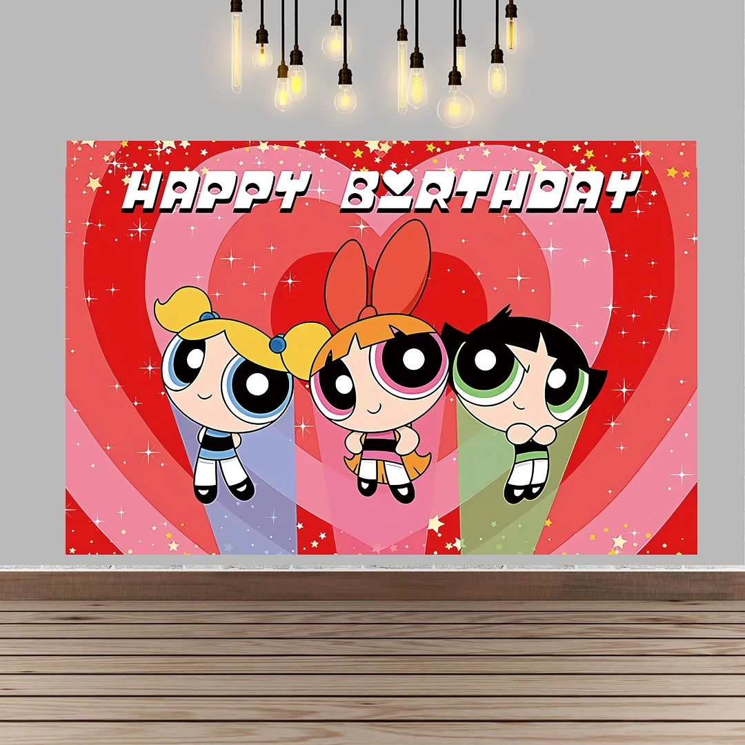 Custom-made Sale Powerpuff Girls Vinyl Birthday Backdrop