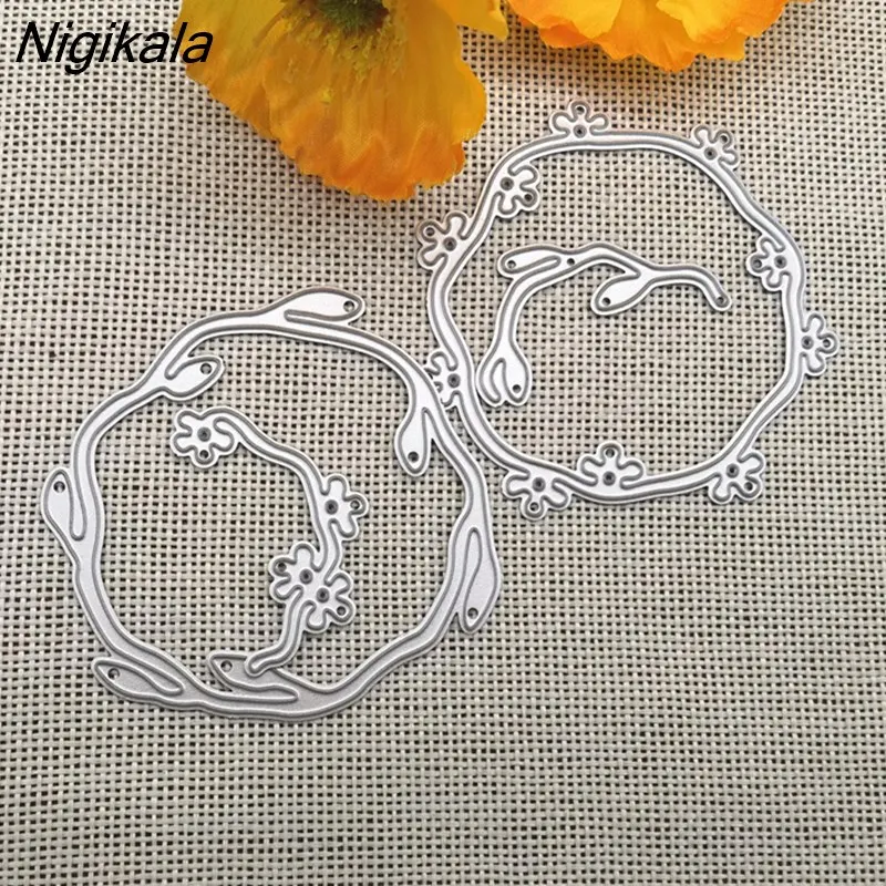 Nigikala leaf round frame Metal Dies Scrapbooking Metal Cutting Dies ...