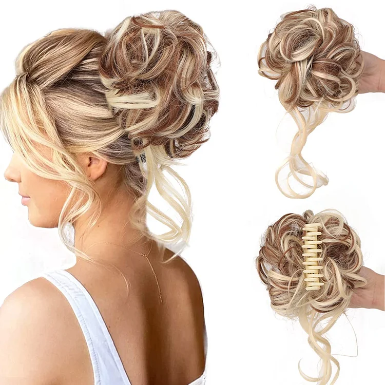 🔥LAST DAY 50% OFF🔥Messy Bun Hair Piece, Wavy Curly Chignon Ponytail ...