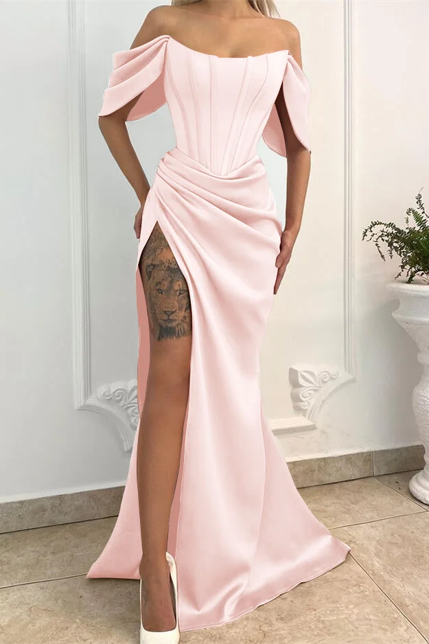 Daisda Mermaid Off-the-Shoulder Long Prom Dress With Split