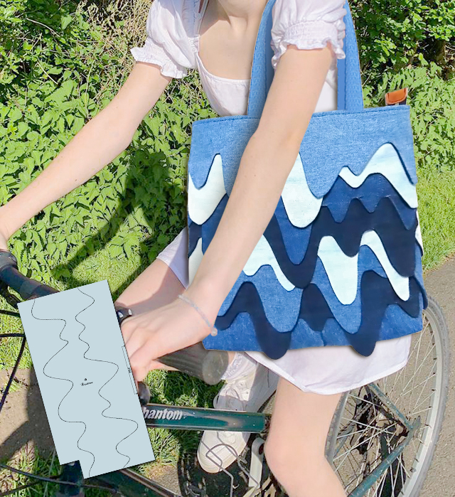 Sew "Wave" Tote Bag Template - With Instructions