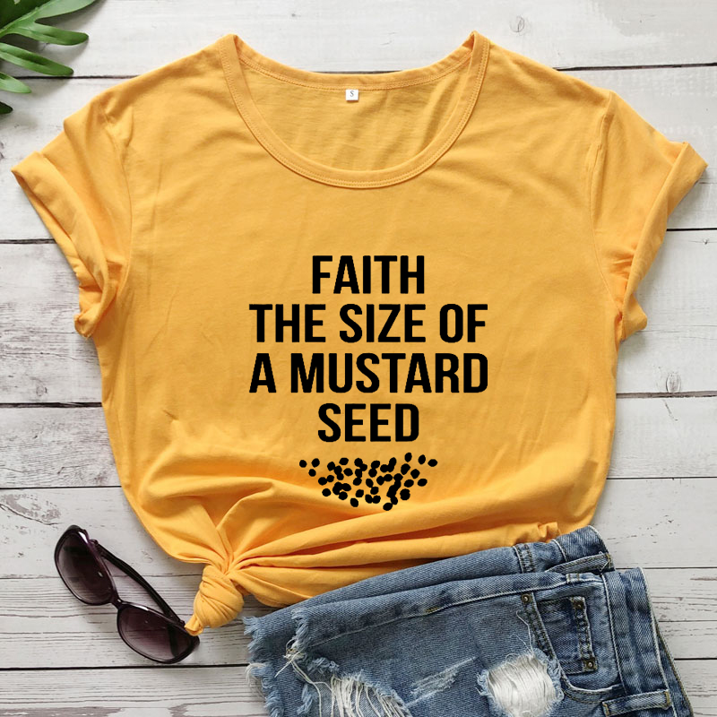 Faith The Size Of A Mustard Seed T-shirt Casual Women Christian Bible ...