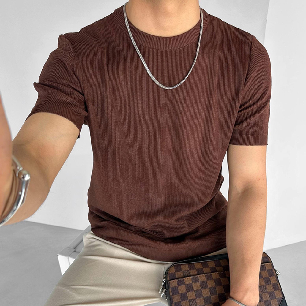 Oversized Crew Neck Stretch-knit T-shirt