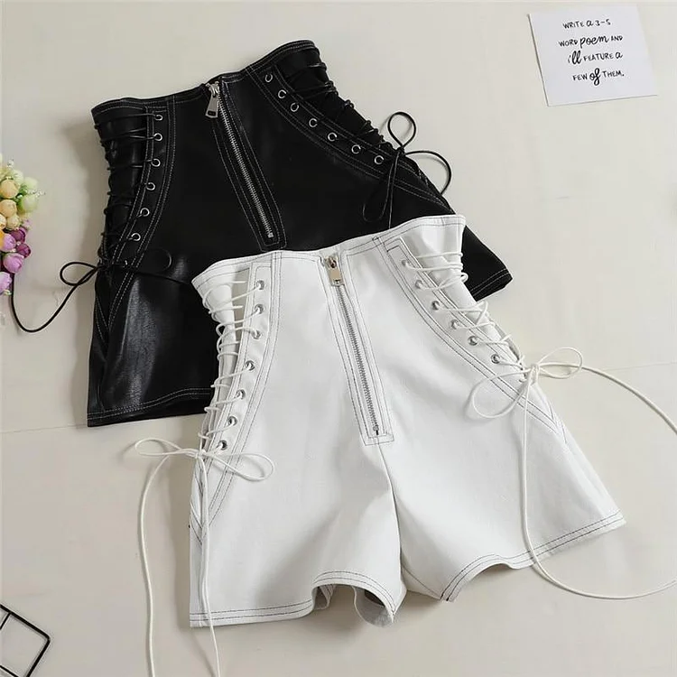 GOTH HIGH WAIST LACE UP SHORTS