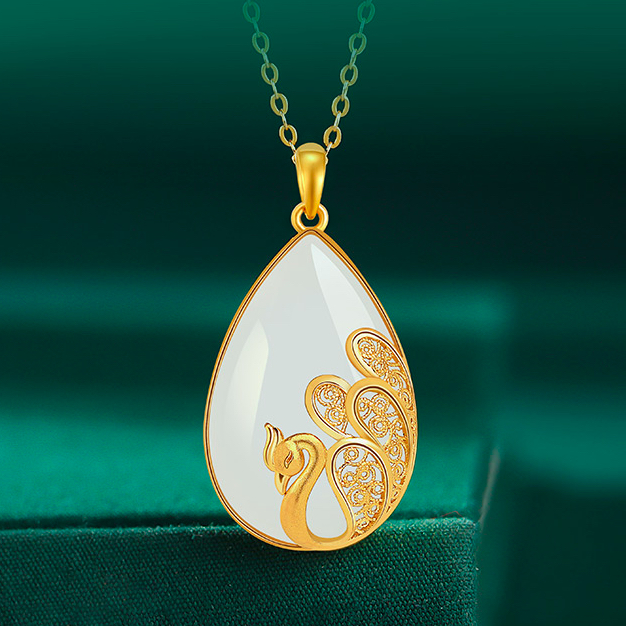 High Standard Solid Gold Inlaid High Standard Hetian Jade Pendant ...