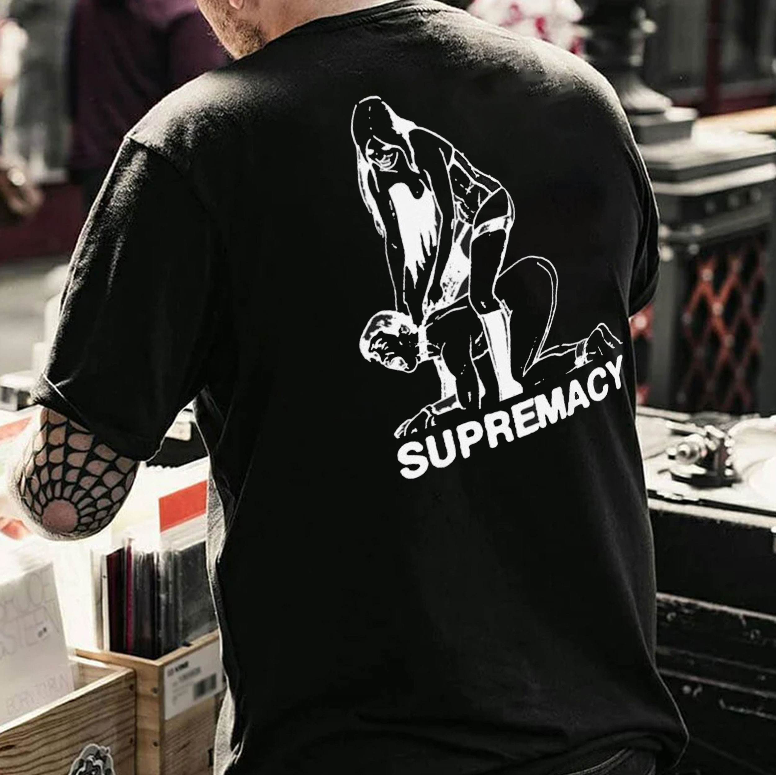SUPREMACY Funny Lovers Graphic Black Print T-Shirt