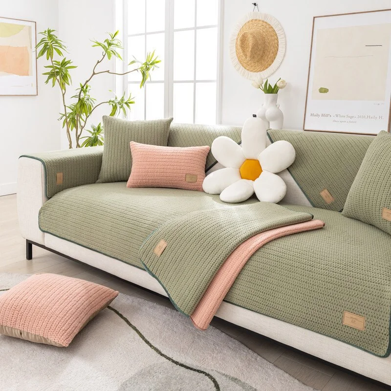 Nigikala Color Skin-Friendly Sofa Cover Anti-slip Cushion Cover Cotton ...