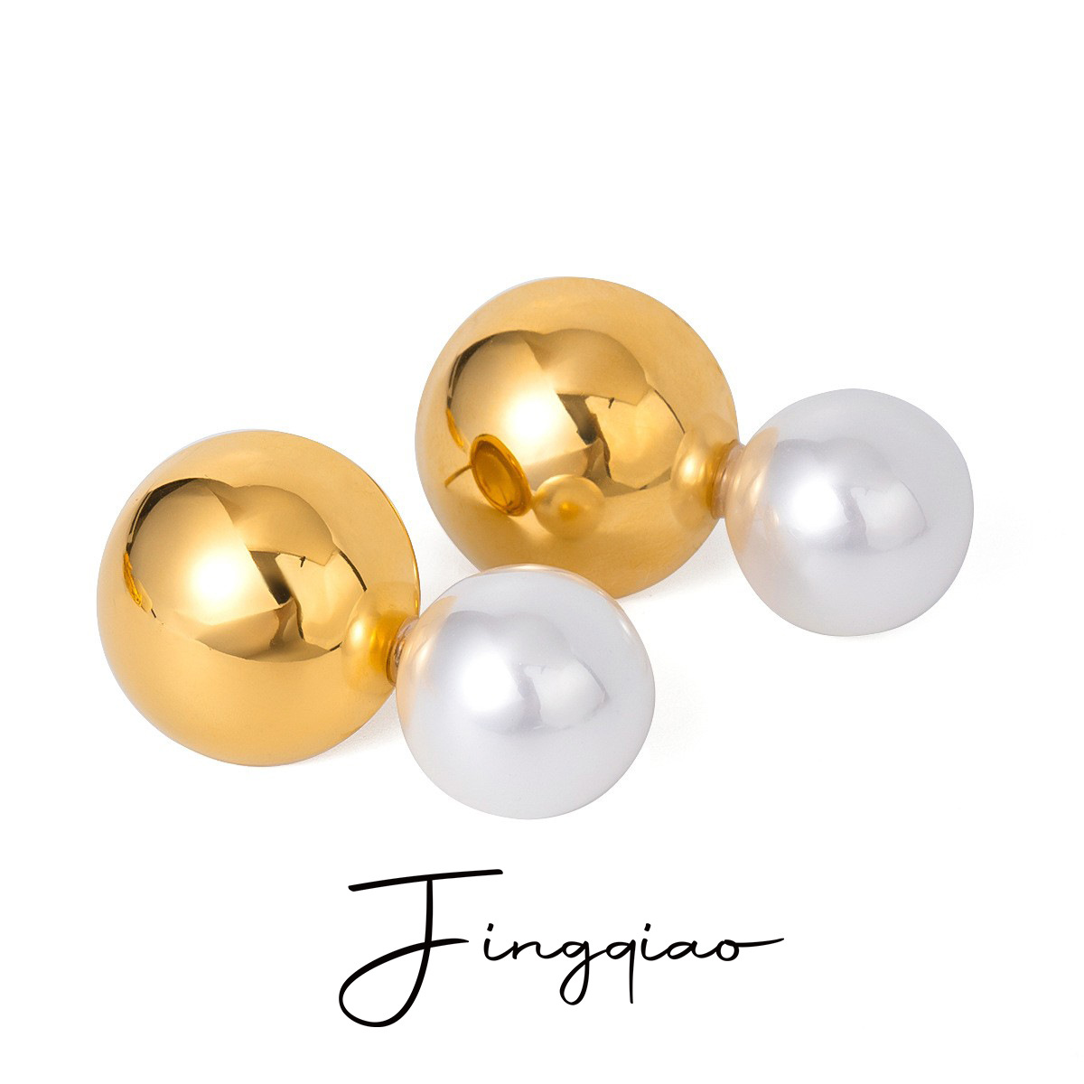 High-end Versatile 18k Gold Stainless Steel Pearl Hollow Steel Ball ...