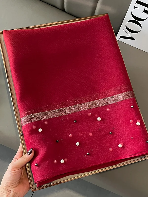 Sun-Protection Beaded Sheer Shawl & Scarf: Stylish UV Defense