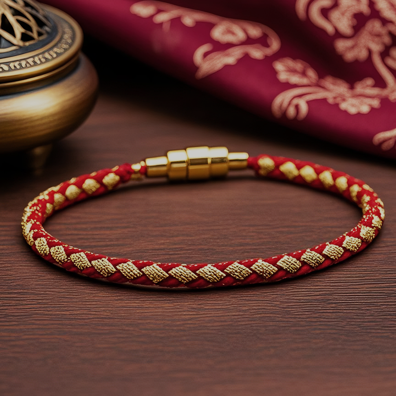 Tibetan Red and Gold Thread Couple’s Bracelet for Harmony, Blessings ...