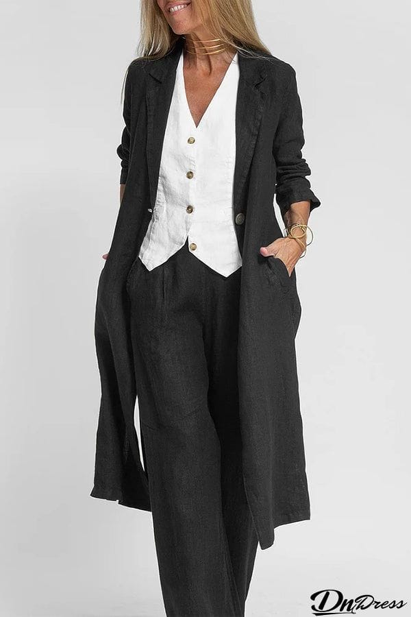 Women Linen Frock Coat | DnDress.com