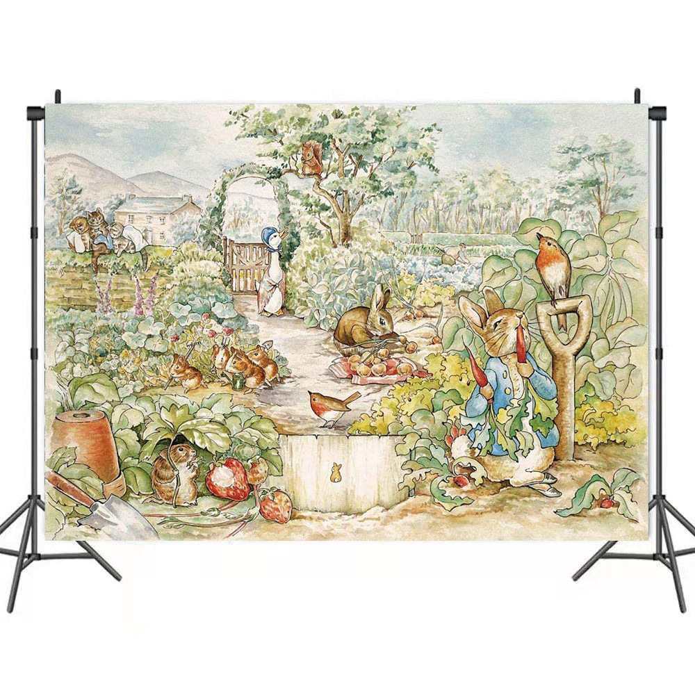 Free Custom-Made Peter Rabbit Vinyl Party Backdrop for Kids