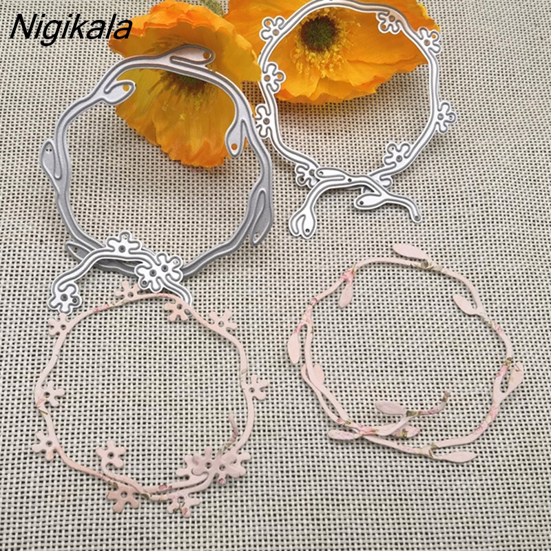 Nigikala leaf round frame Metal Dies Scrapbooking Metal Cutting Dies ...
