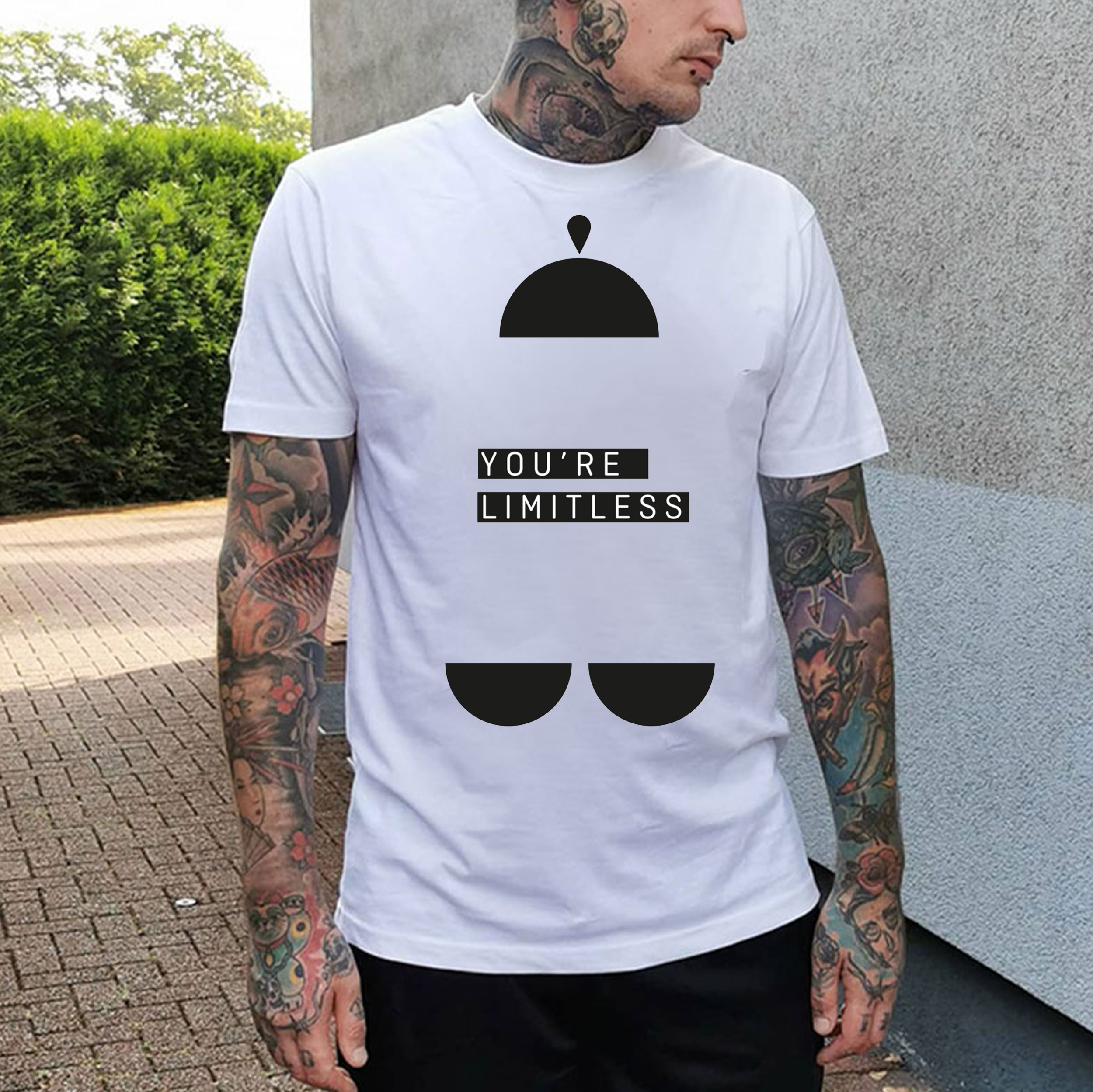 YOU'RE LIMITLESS Modern Style White Print T-Shirt