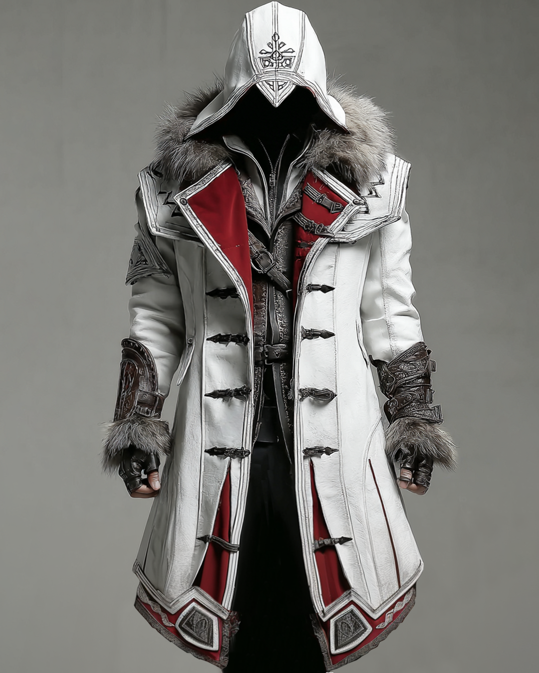 Men's Winter Fashionable Viking Gradient Faux Fur Coat7173