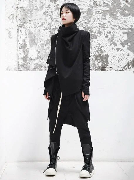 Solid Black Cool Zip-up Jacket